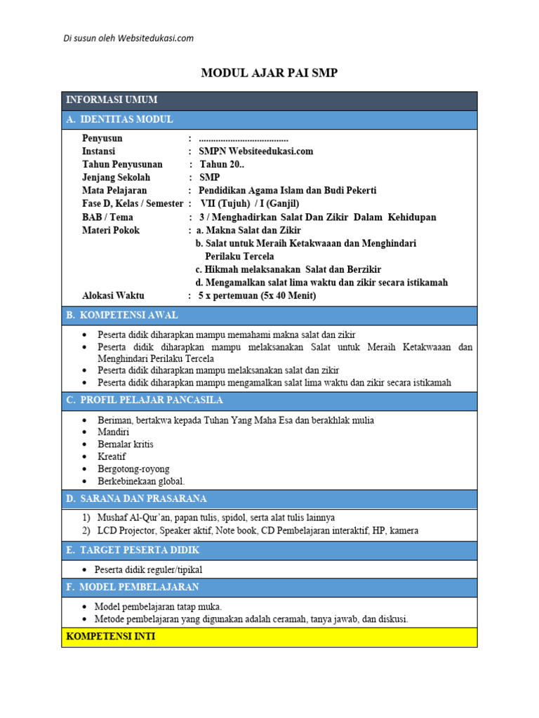 Modul Ajar Pai SM1 | PDF