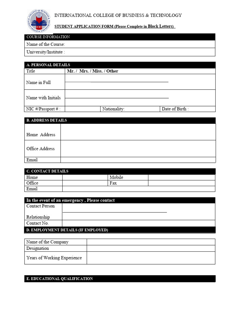 ICBT Application | PDF