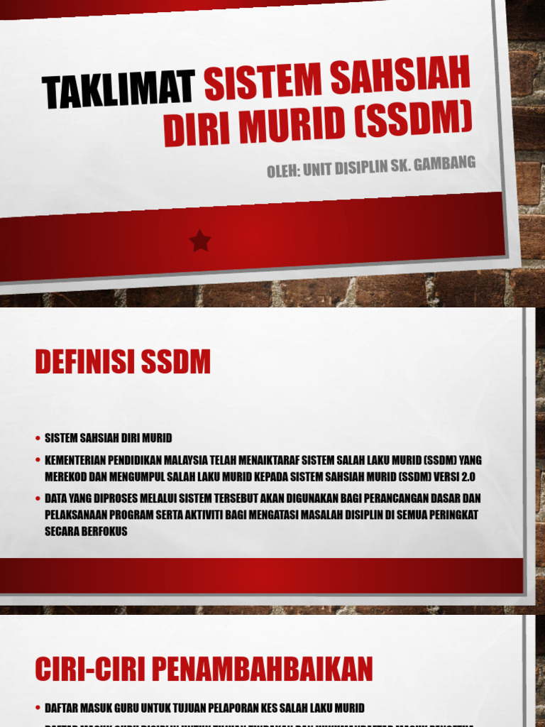 Taklimat Sistem Sahsiah Diri Murid SSDM | PDF