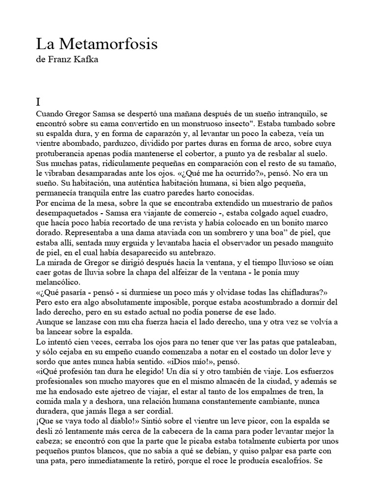 Franz Kafka - La Metamorfosis | PDF Franz Kafka - La Metamorfosis | PDF