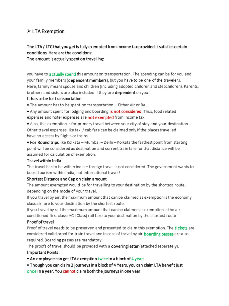 Lta Guideline | PDF | Tax Exemption | Fare