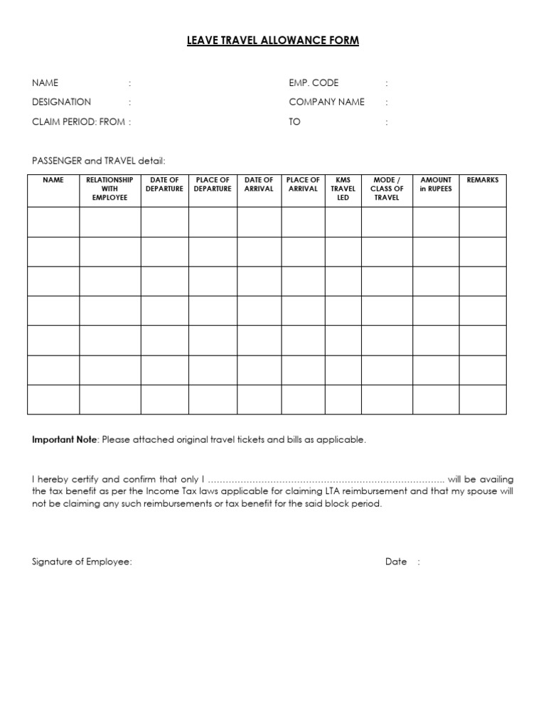 LTA Claim Form | PDF