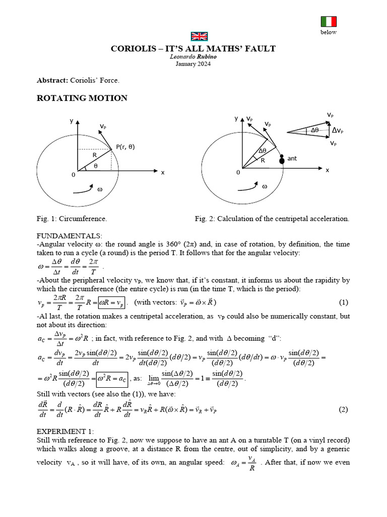 Coriolis - It's All Maths' Fault-Eng - Ita | PDF | Acceleration | Latitude