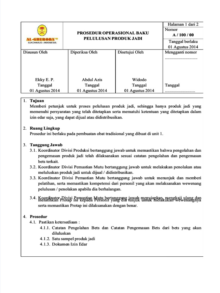 PDF A100 Protap Pelulusan Produk Jadi - Compress | PDF