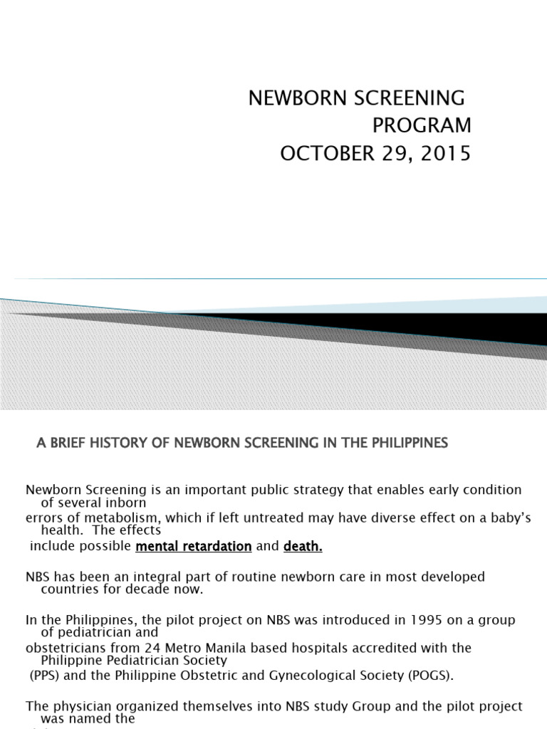 Newborn Screening | PDF | Clinical Medicine | Medical Specialties