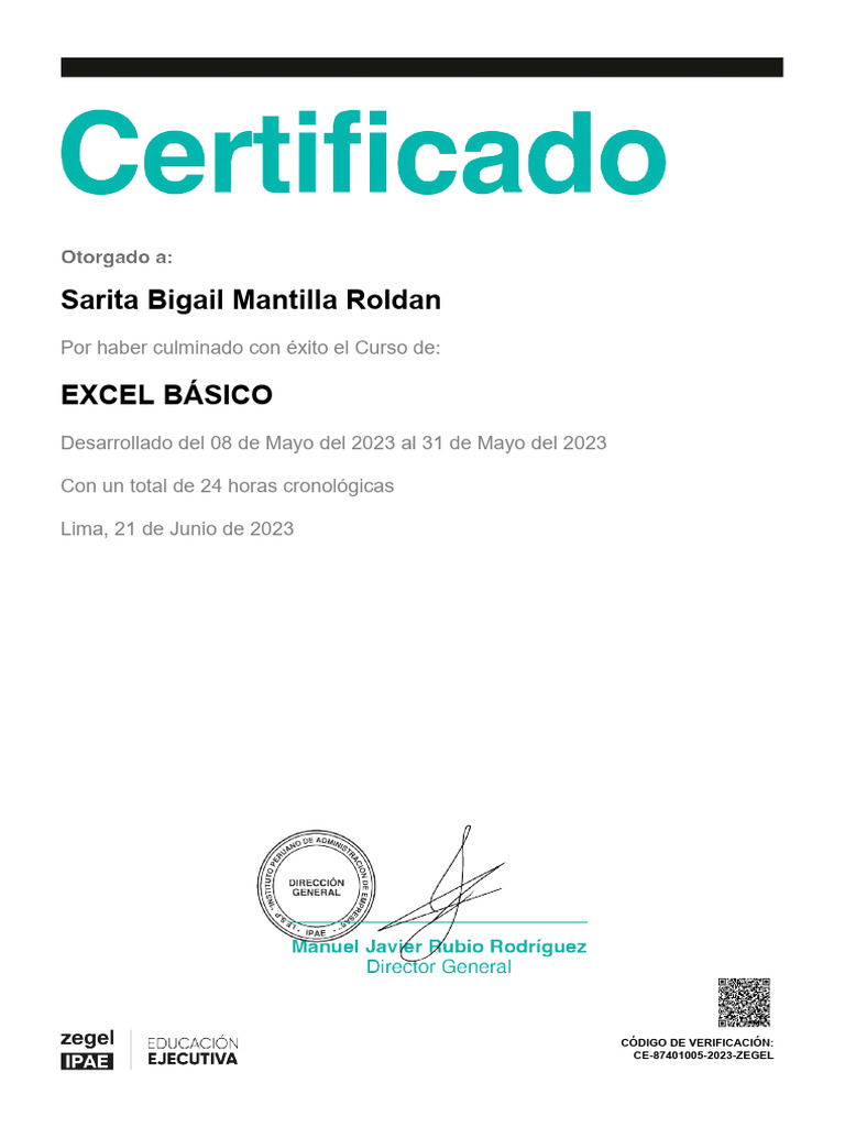 Certificado Excel Basico | PDF | Arte | Tecnología