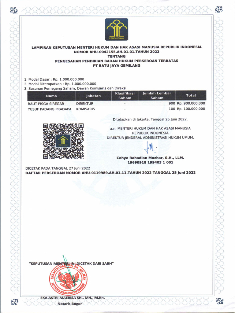 1b - SK Akta Pendirian | PDF