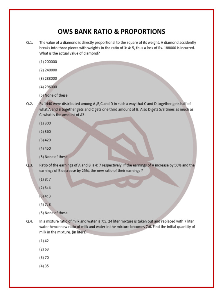 Ows Bank Ratio & Proportions | PDF | Language Arts & Discipline | Teaching Methods & Materials