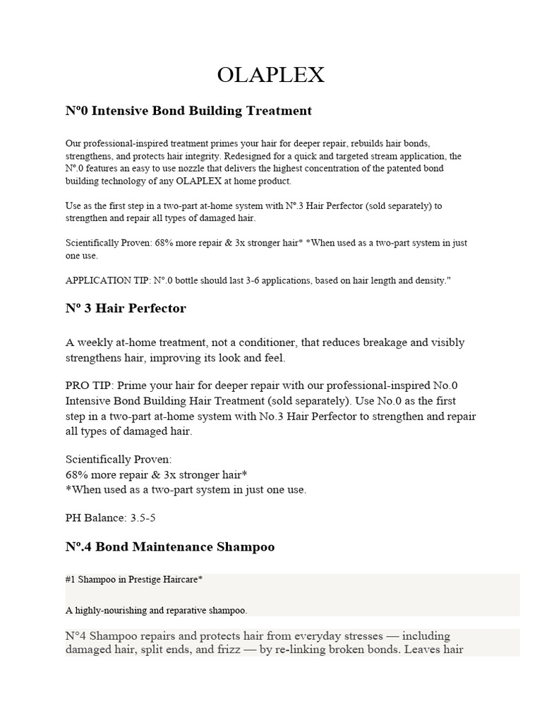 Ola Plex guide | PDF | Hair Care | Hair