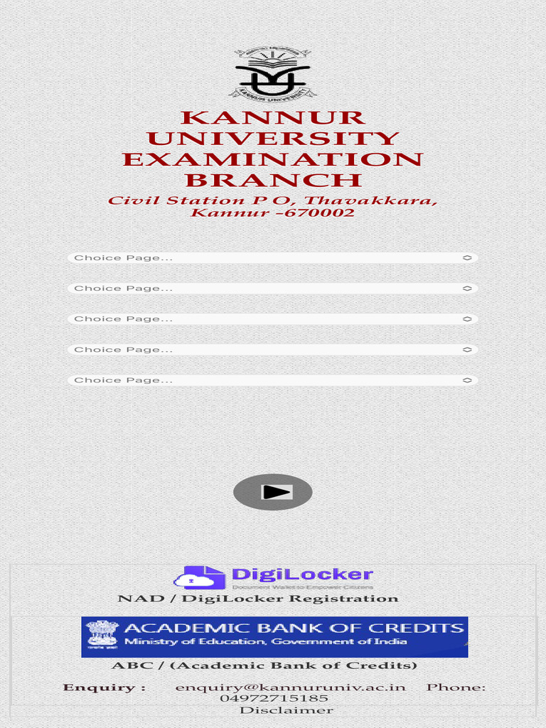Examination Branch - Kannur University | PDF