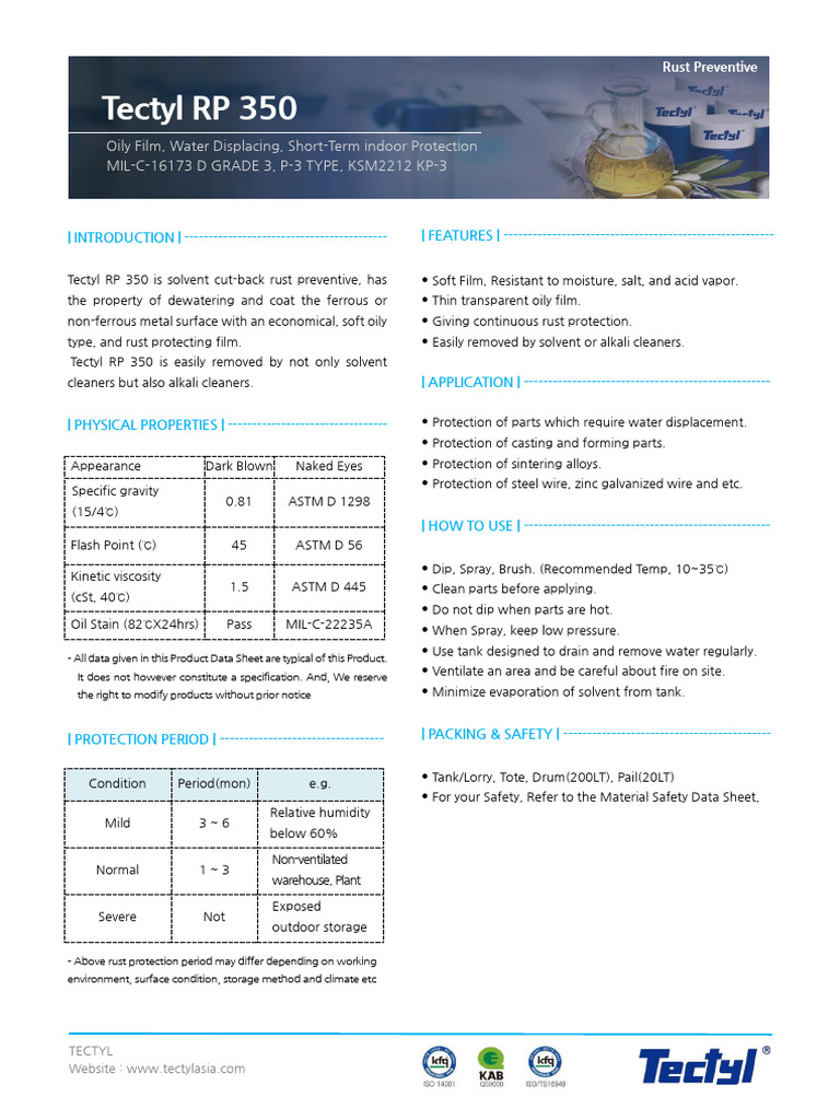 Tectyl RP 350 Pds en | PDF | Rust | Building Engineering