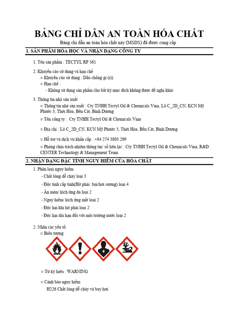 Tectyl RP 350 Msds VN | PDF