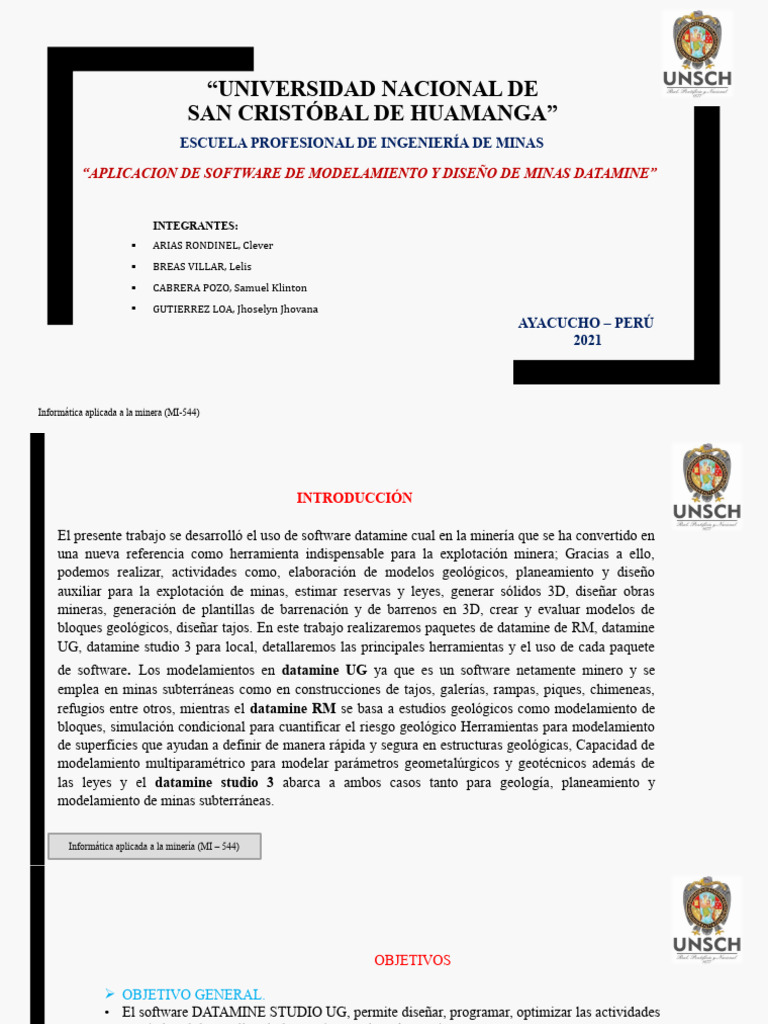 Aplicacion de Software de Modelamiento y Diseño de Minas Datamine | PDF ...
