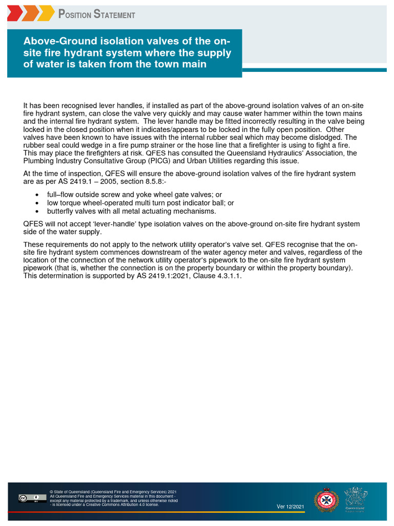 Fire Hydrant Isolation Valve Guidelines | PDF