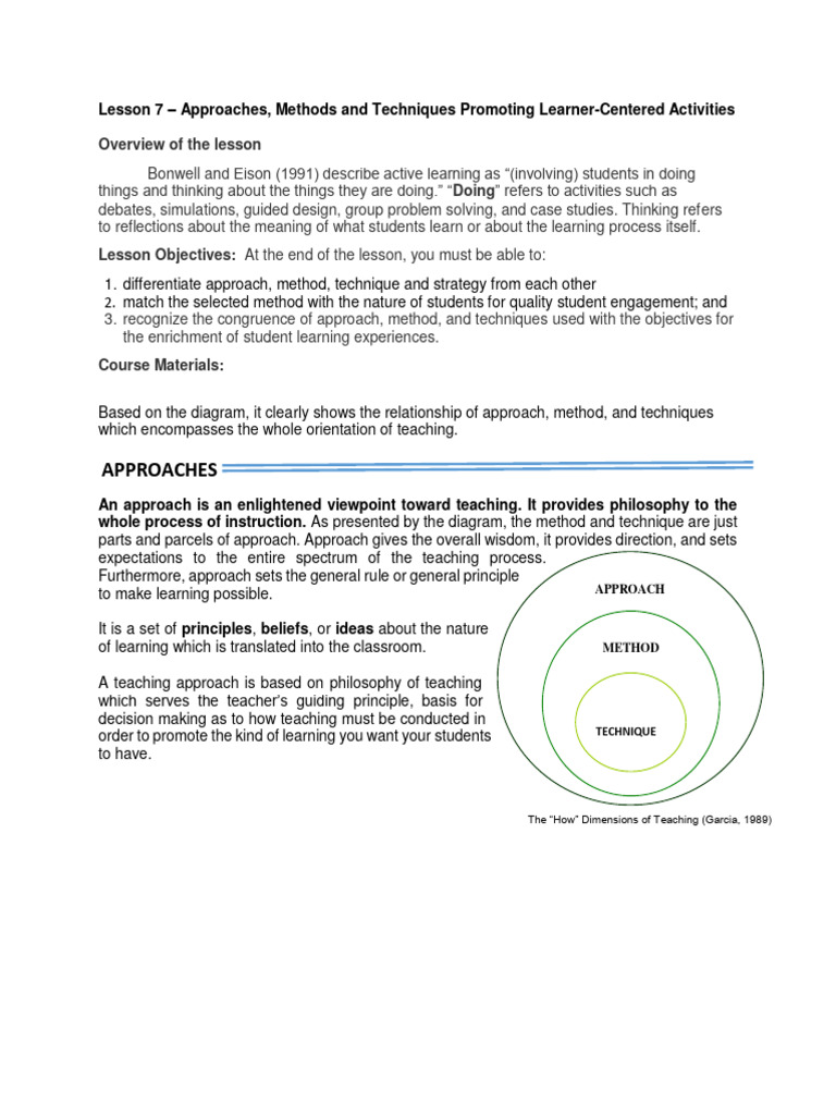 Approaches, Methods and Techniques Promoting Learner-Centered Activities | PDF | Learning ...