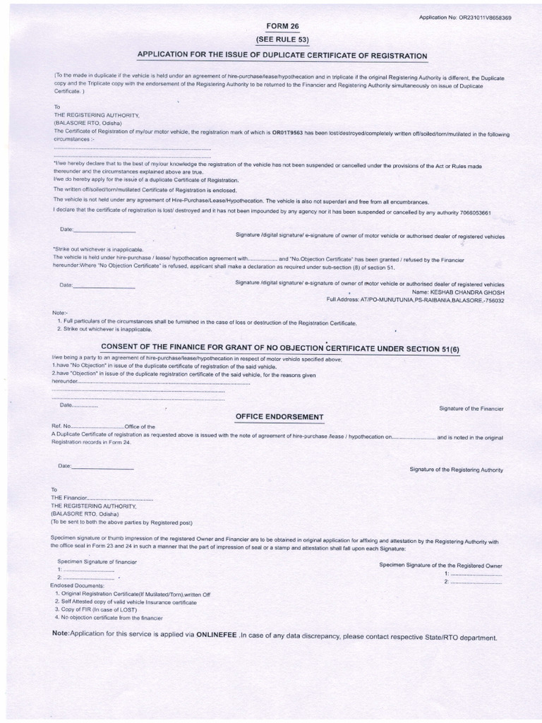 Duplicate Registration Certificate Application | PDF | Business