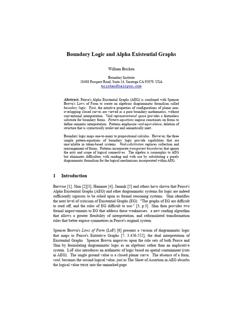 Bricken - B Logic and Alpha Existential Graphs | PDF | Mathematical ... Bricken - B Logic and Alpha Existential Graphs | PDF | Mathematical ...