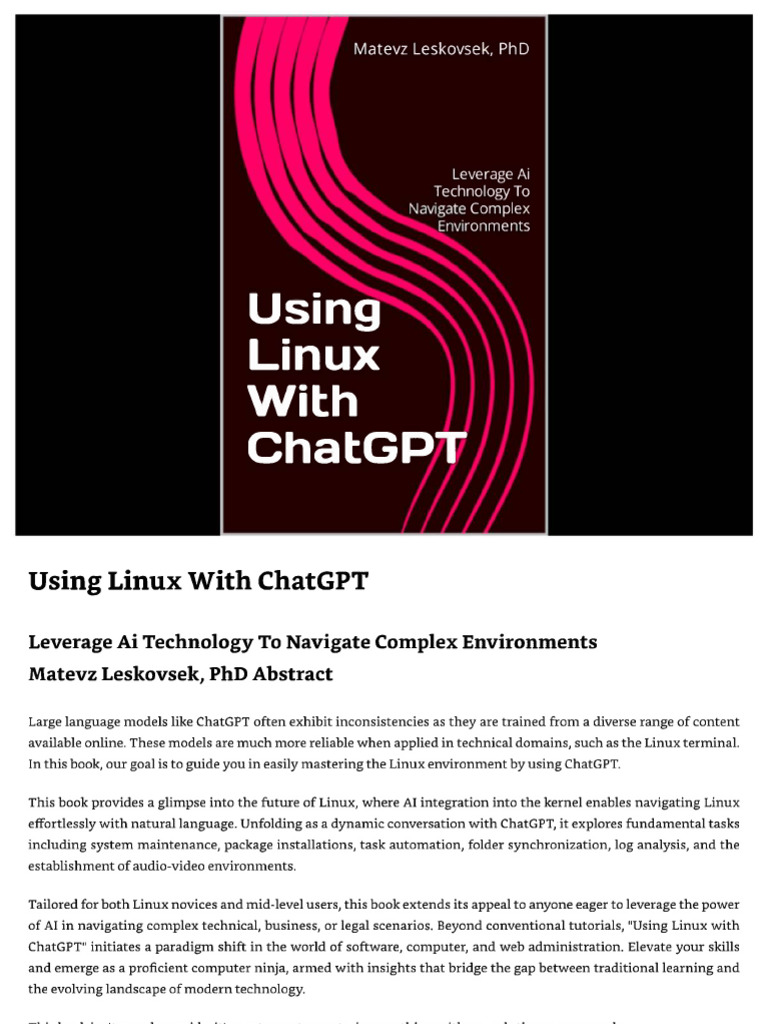 Leskovsek M Using Linux With Chatgpt Leverage Ai Technology 2023 Pdf Shell Computing