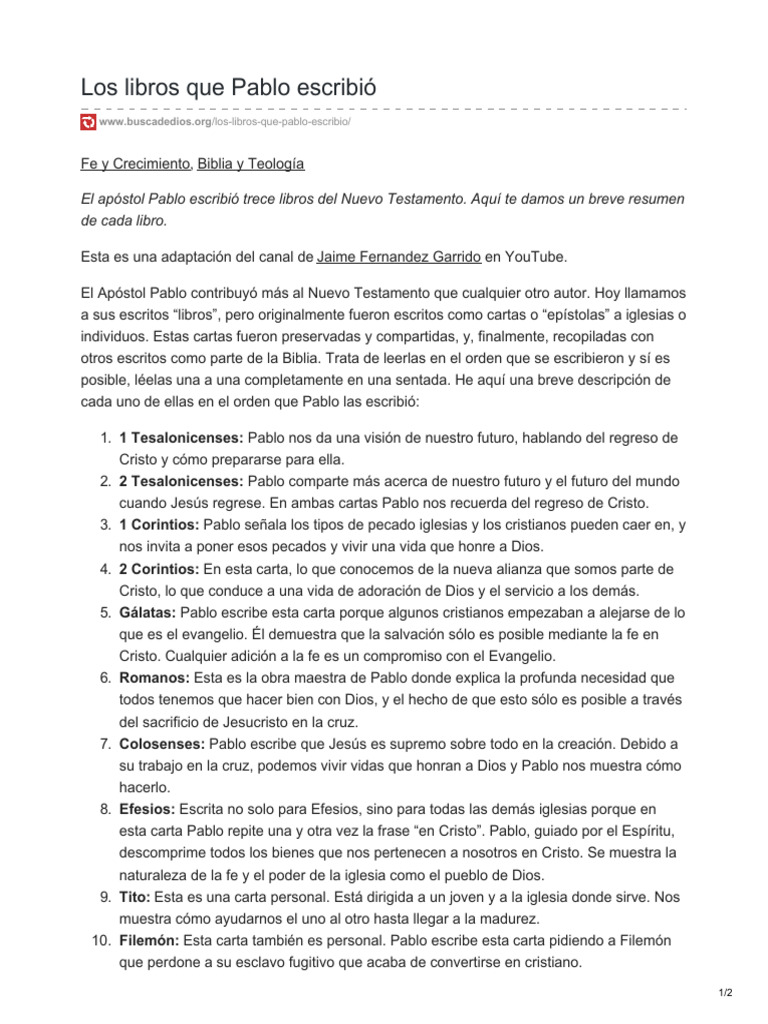 Los Libros Que Pablo Escribió | PDF