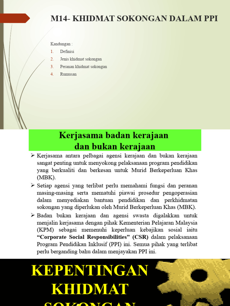 M14 - Khidmat Sokongan Dalam Ppi | PDF