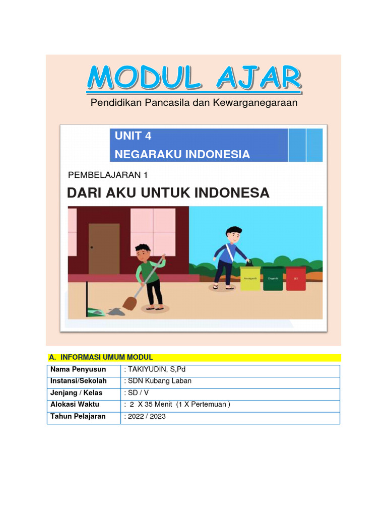 Unit 4 Modul Ajar PPKN Kls 5 SMT 2 | PDF