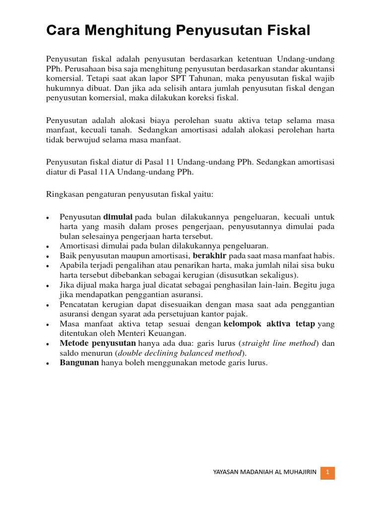Cara Menghitung Penyusutan Fiskal | PDF