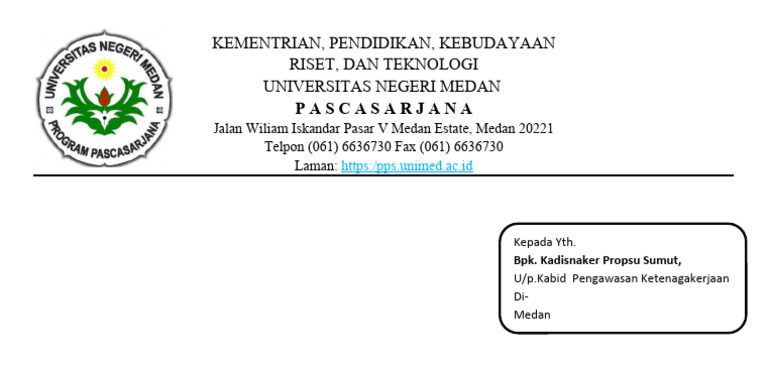 Kop Amplop Surat Pasca Unimed | PDF