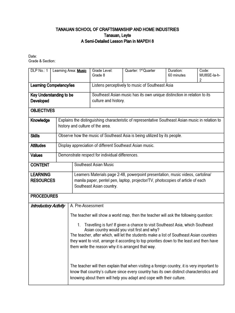 LP - Music Q1 Week 1 | PDF