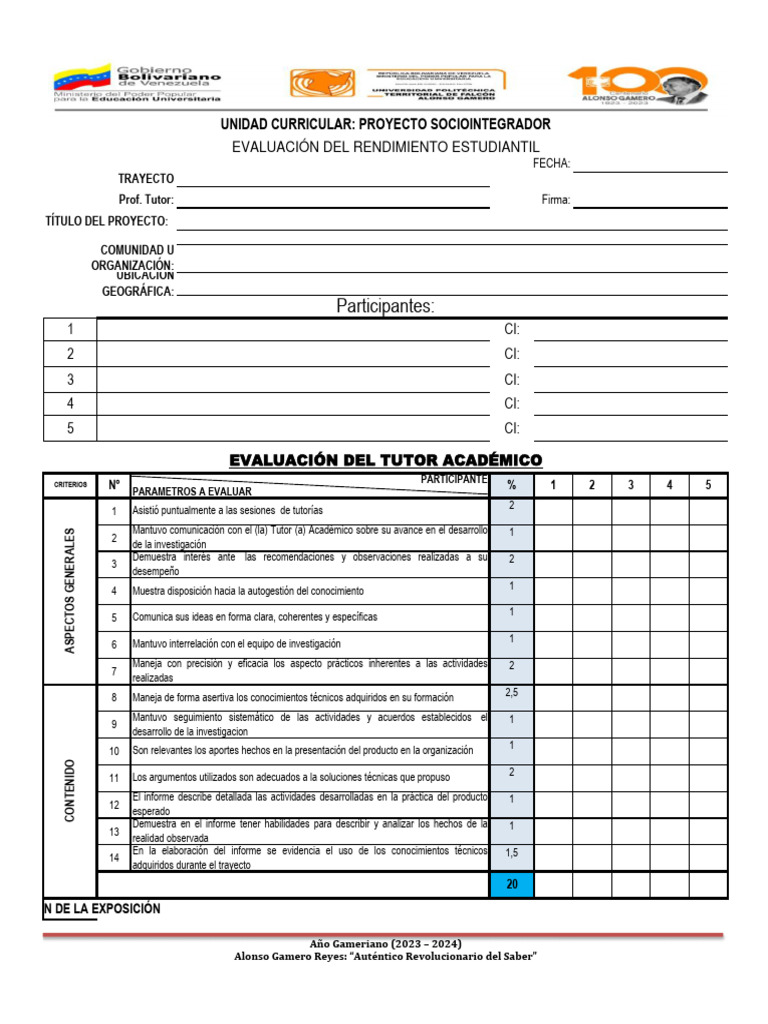 Evaluacion Tutor | PDF