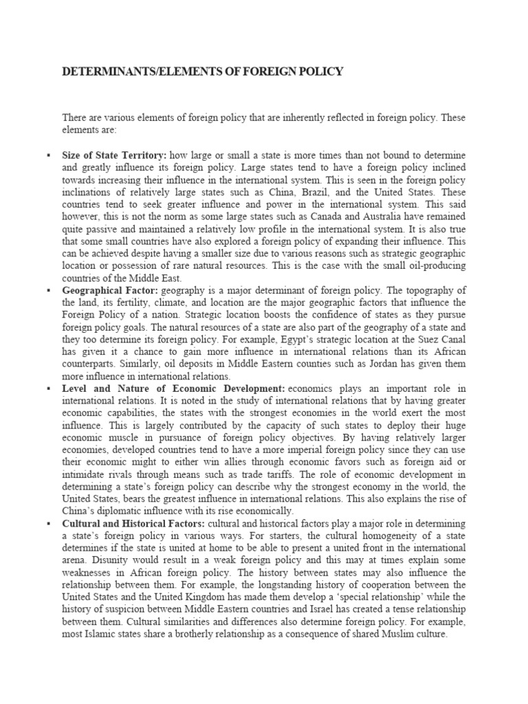 DETERMINANTS of Foreign Policy | PDF
