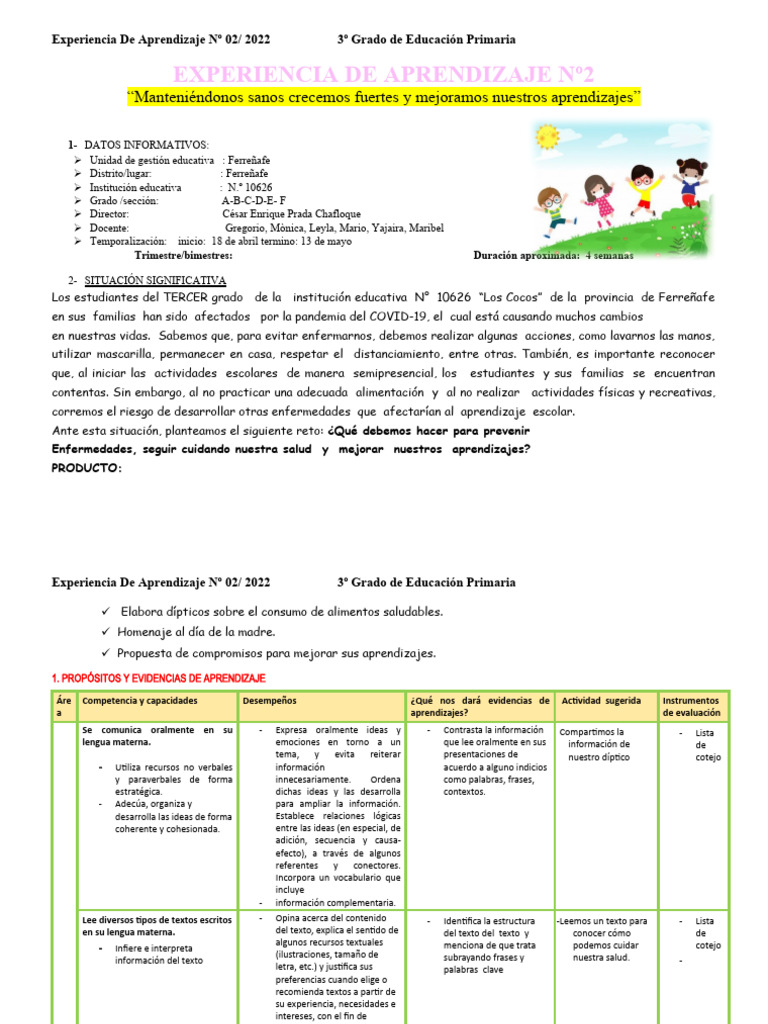 3 Abril Experiencia De Aprendiza Tercero Pdf