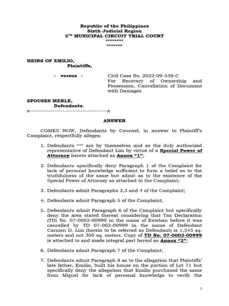 Answer Scribd | Download Free PDF | Lawsuit | Complaint