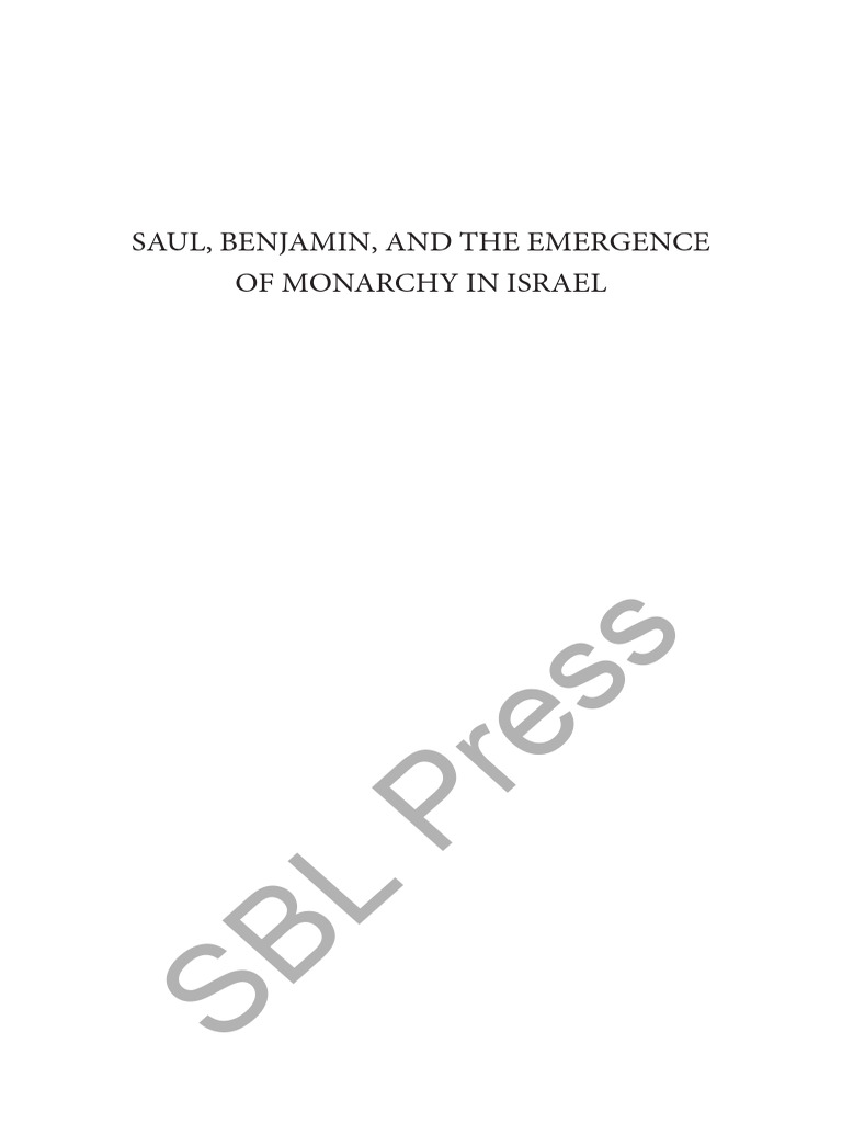 Saul, Benjamin, and the Emergence of Monarchy in Israel | PDF | Kingdom ...