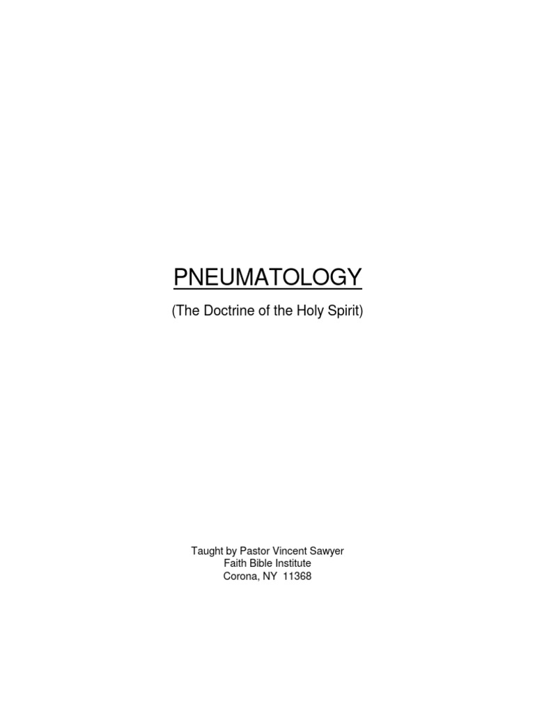 Holy Spirit Pneumatology | PDF