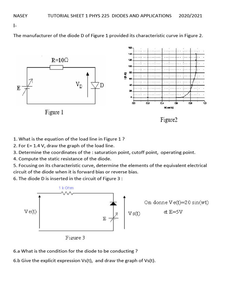 Tutorials Sheet No 1 Phys 225 Nasey Fev 2021 | PDF