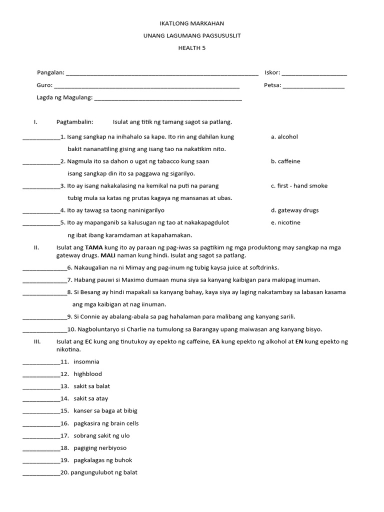 1st Sum.Q3 KeytoCorrectionPETA Health | PDF