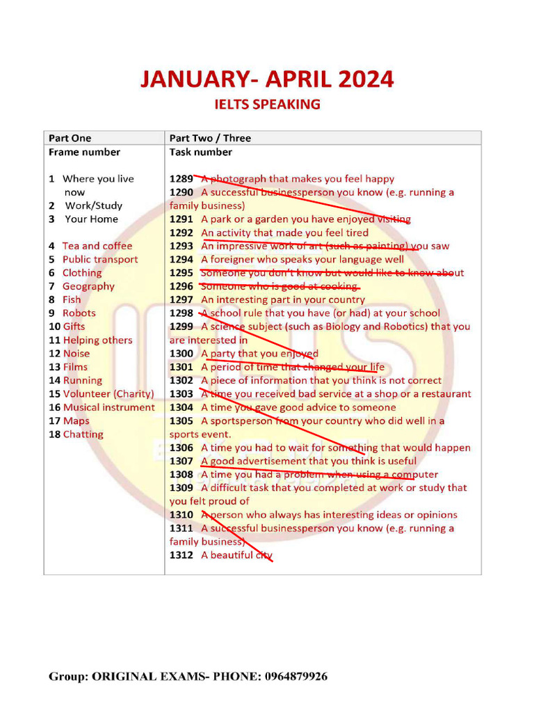 VERSION 1- 50% đề speasking quý 1 | PDF