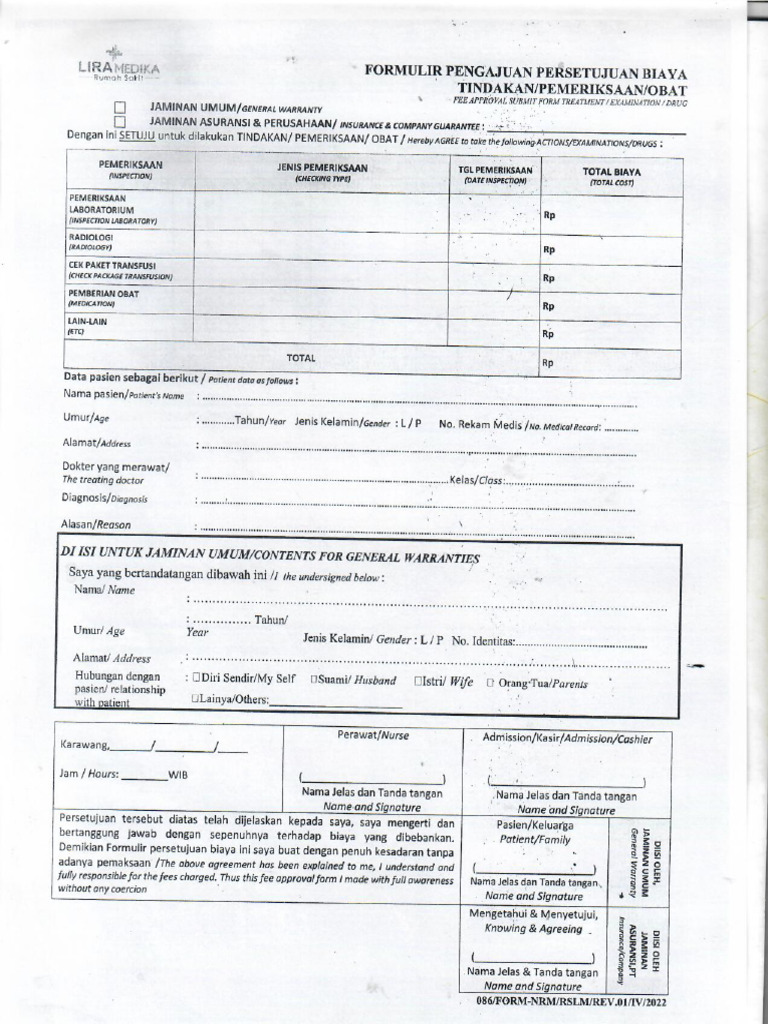 Form Persetujuan Biaya | PDF