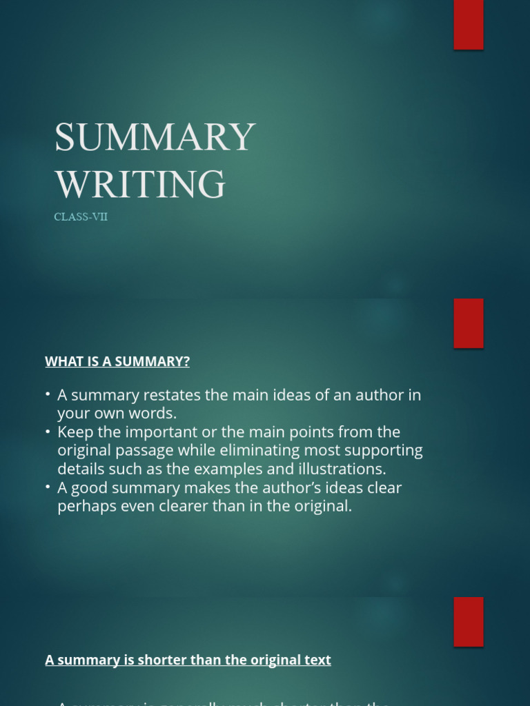 VII - Summary Writing | PDF
