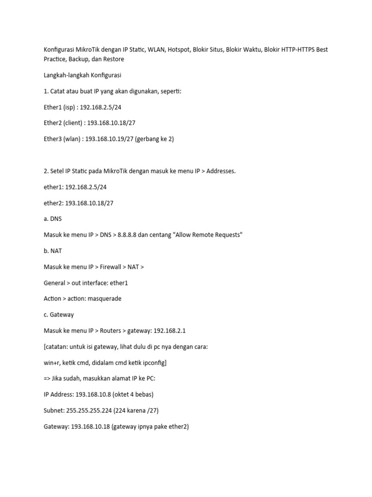 Ujian Konfigurasi Mikrotik | PDF | Griya & Taman | Teknologi & Rekayasa