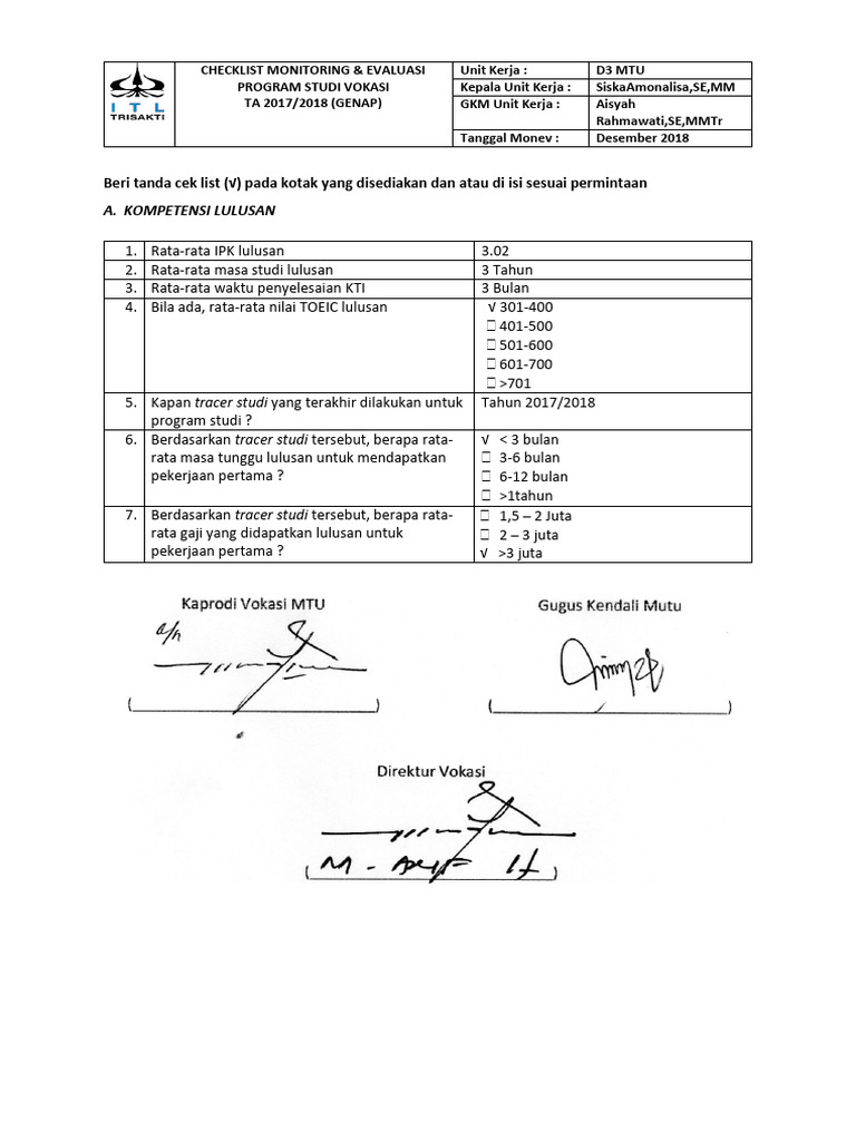 Checklist Monitoring D3 Mtu | PDF