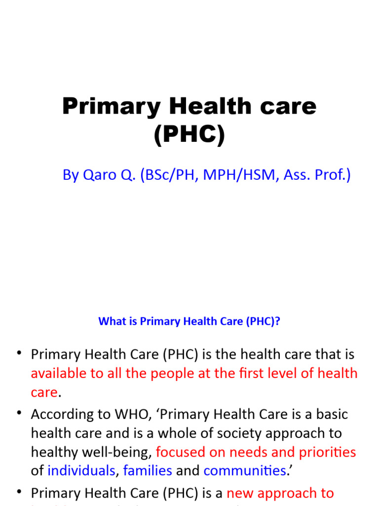 Basic Concepts in Primary Health Care | PDF | Health Care | Social Programs