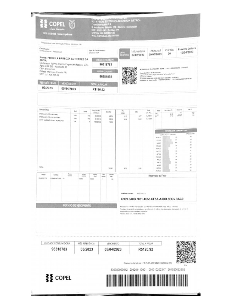 Nota Fiscal Eletronica de Energia Eletrica | PDF