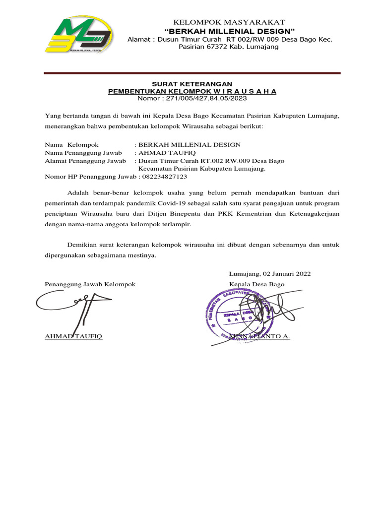 TKM - Kelompok Usaha BMD Bago | PDF