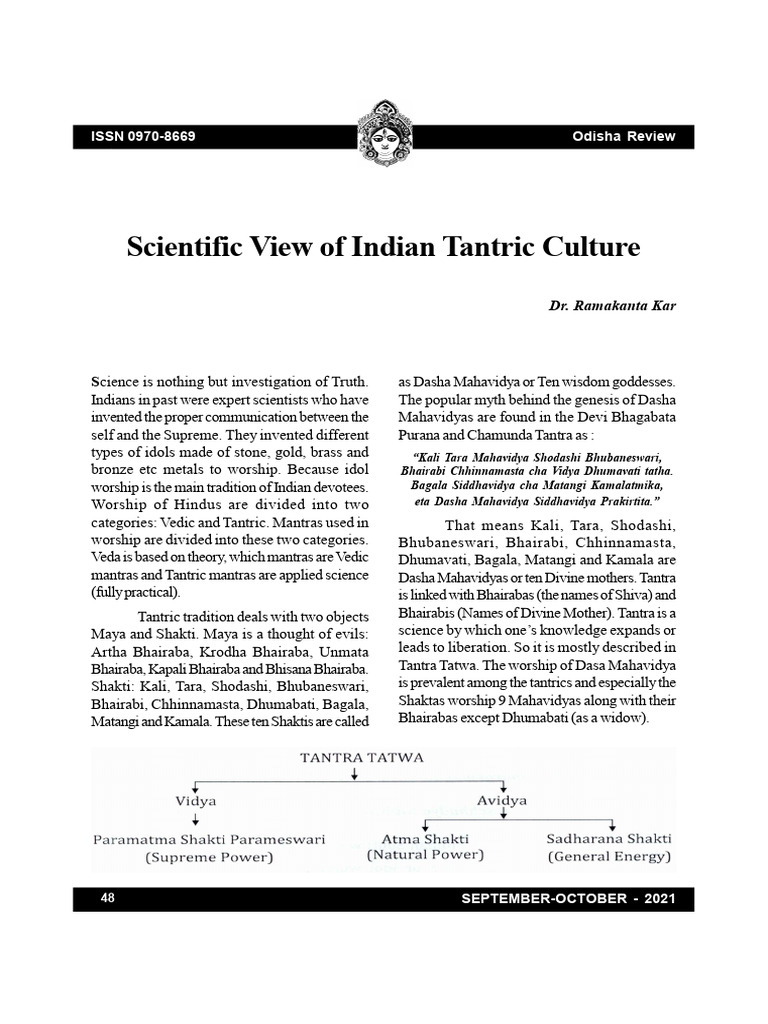 Scientific View of Indian Tantric Culture: Odisha Review ISSN 0970-8669 ...
