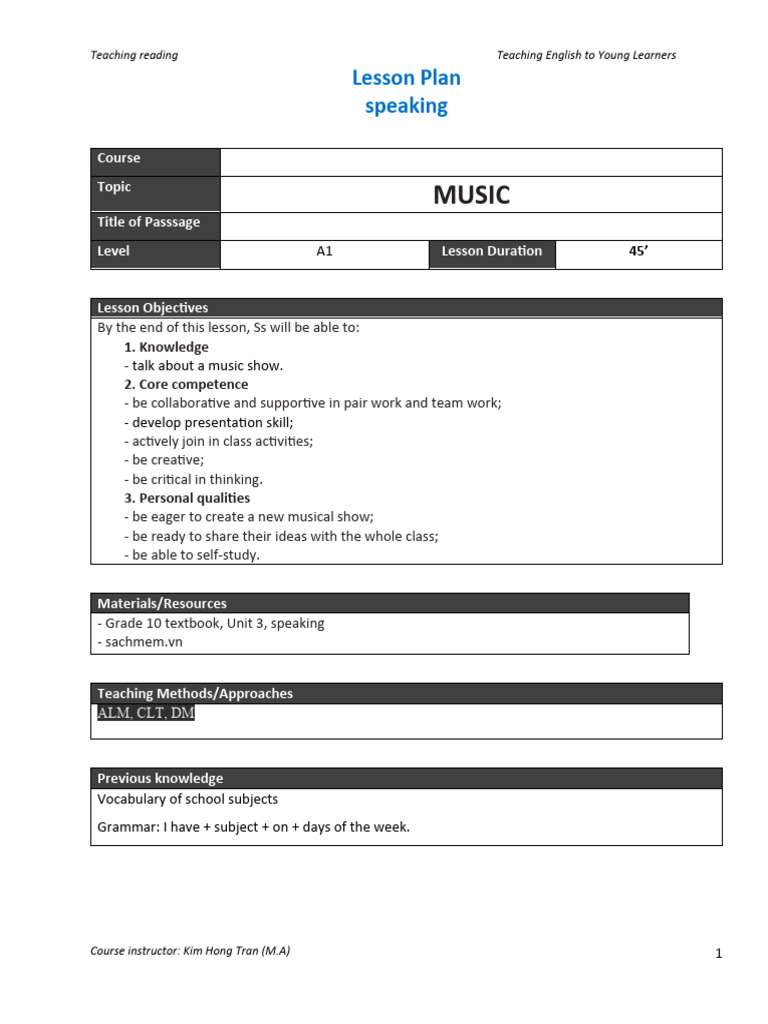 Teach Reading - Lesson Plan Template | PDF