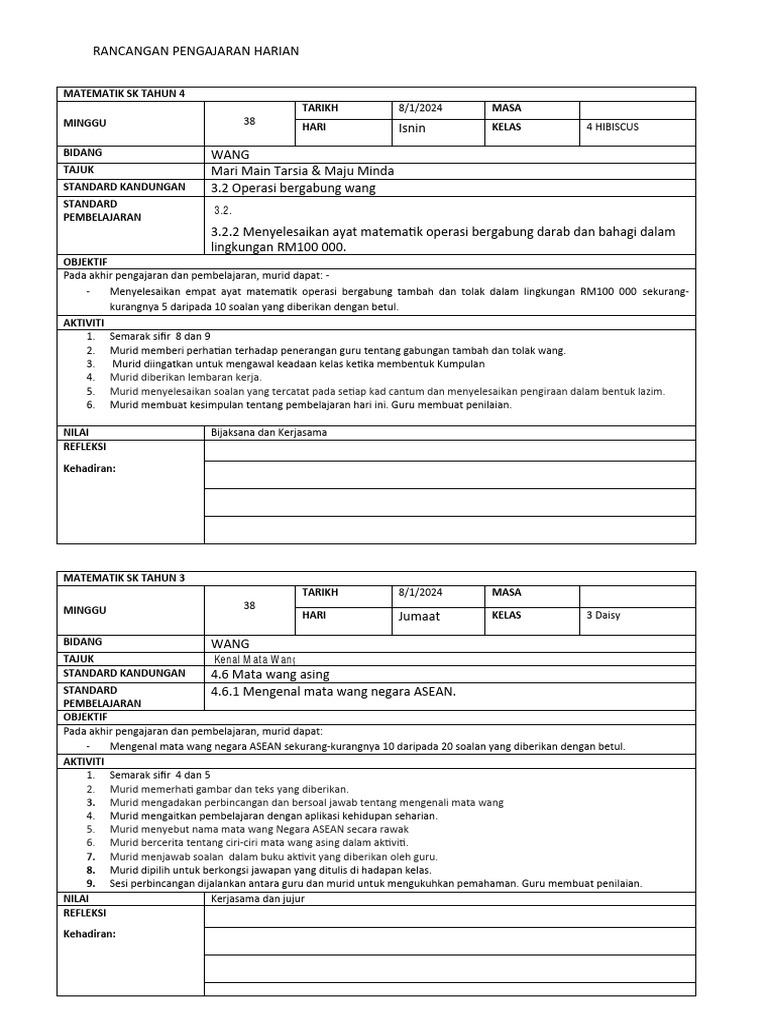 Matematik SK RPH | PDF | Karier & Perkembangan