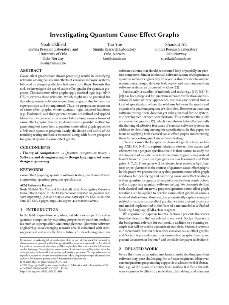 Investigating Quantum Cause Effect Graphs Pdf Function Mathematics
