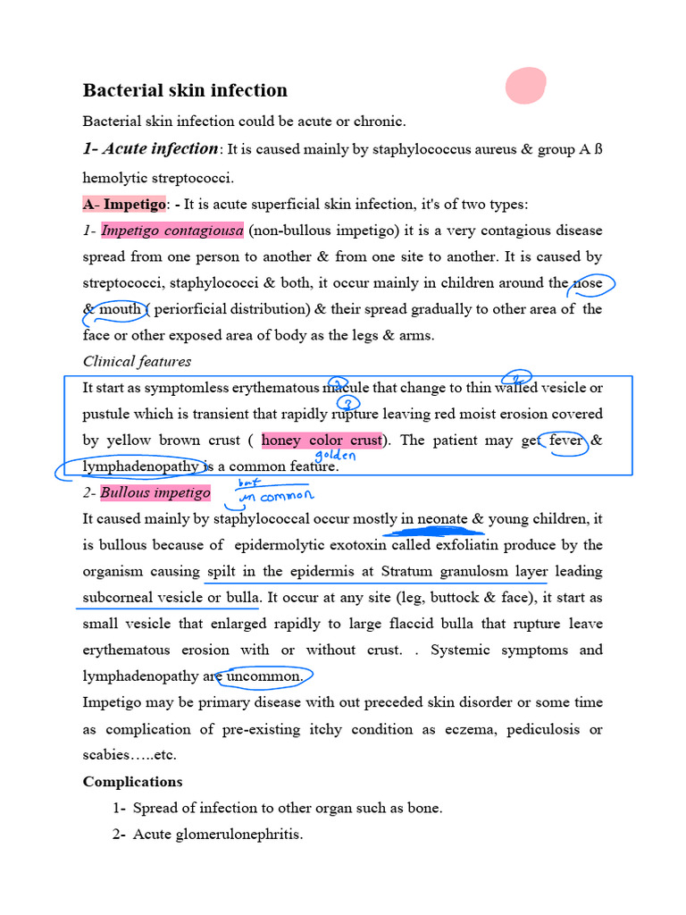 8-Bacterial Dermatology Lec Notes | PDF | Wellness