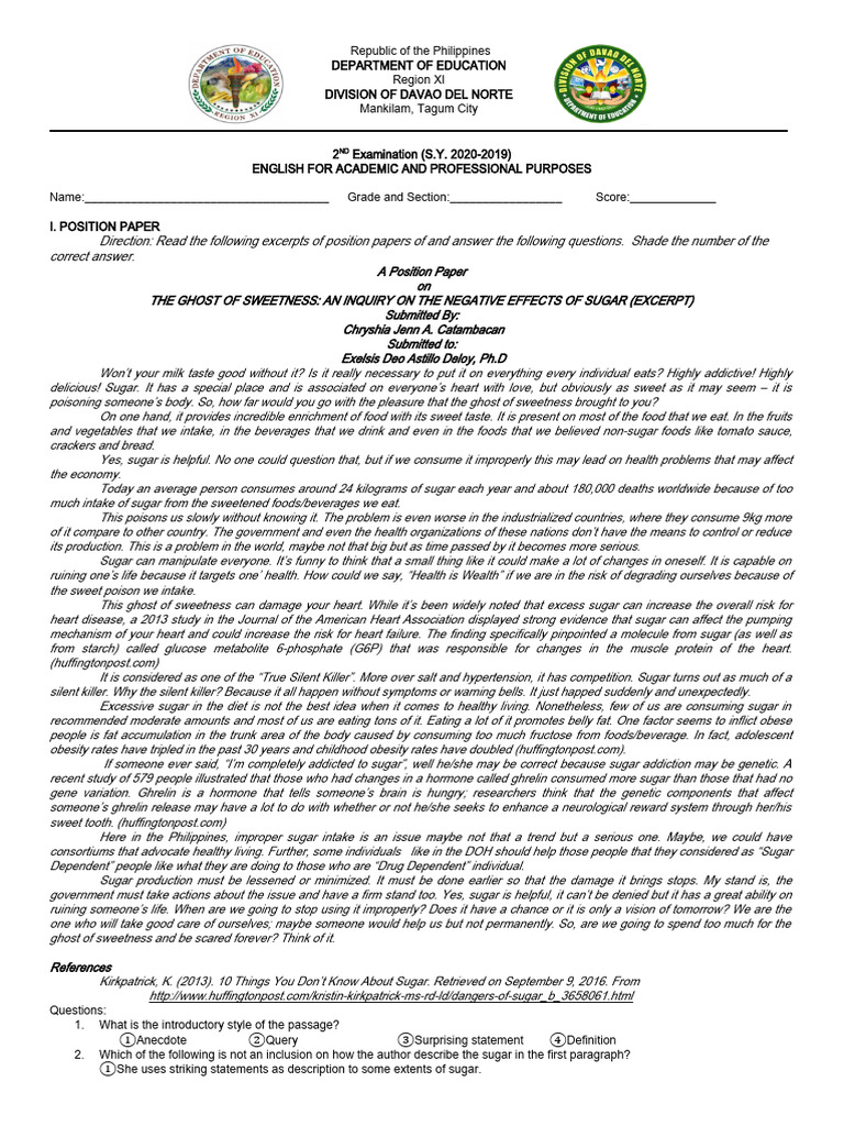 ENGLISH Academic Purposes 2ND QUARTER | PDF